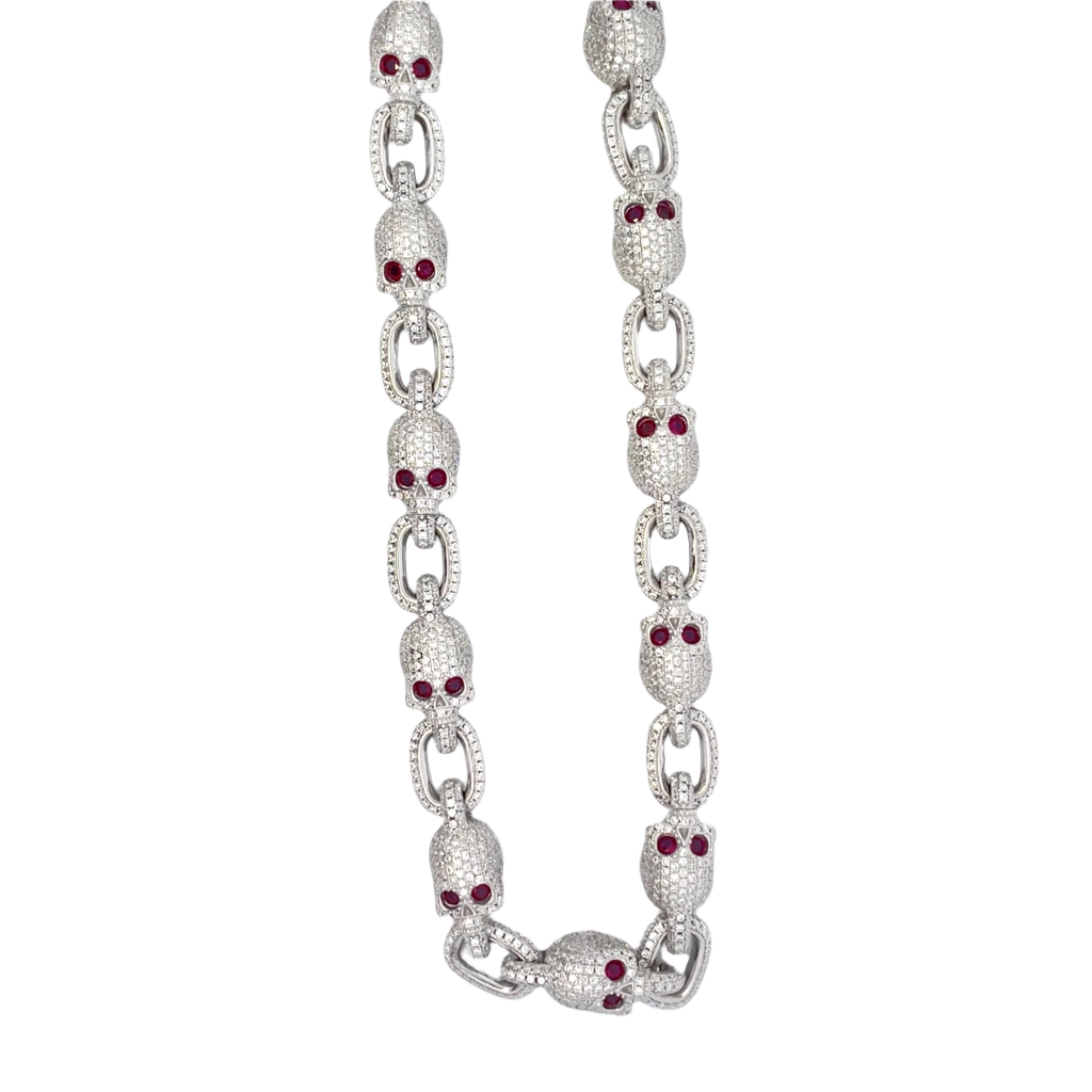 Moissanite & Ruby Skulls Chain