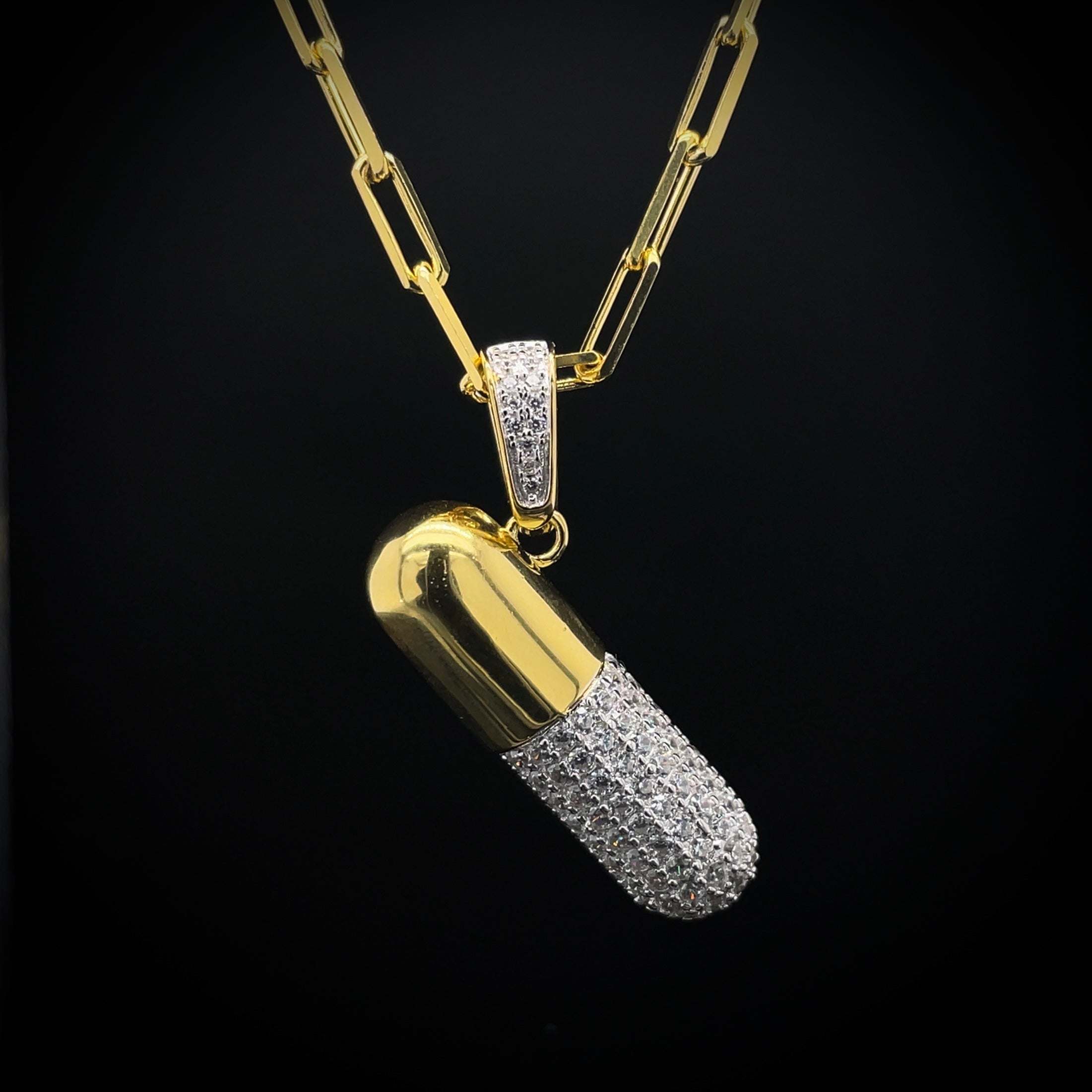 Pill Pendant in Gold