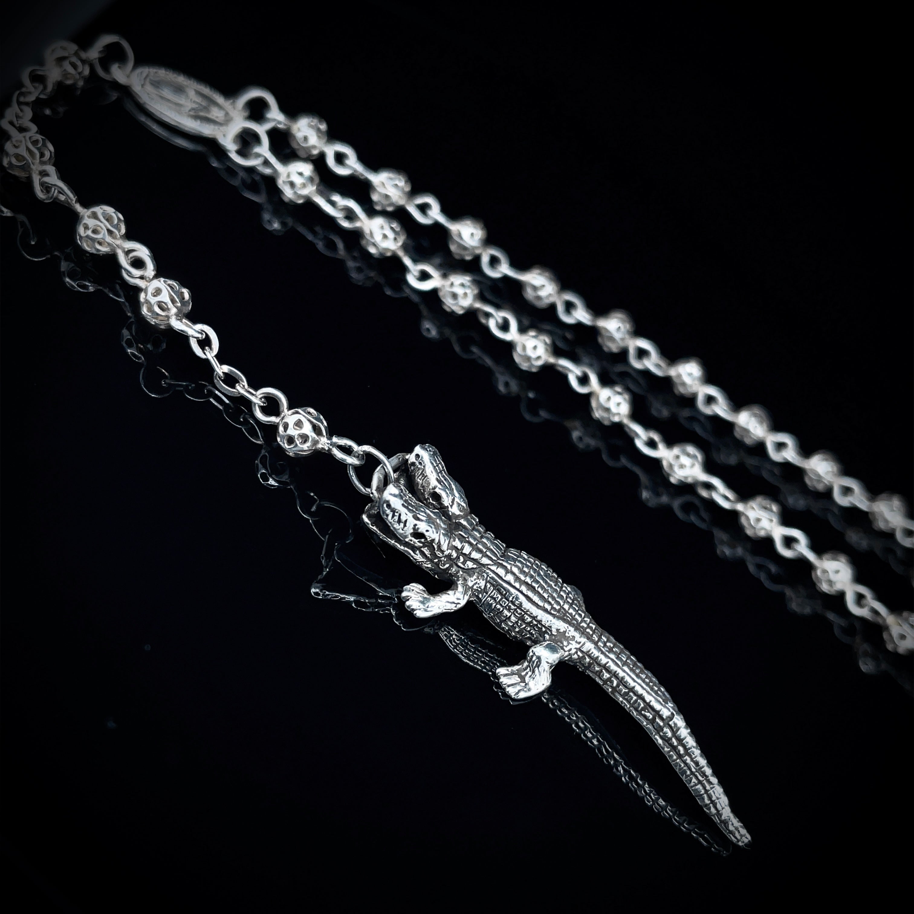 Double Skull Link Chain - Alligator Jesus